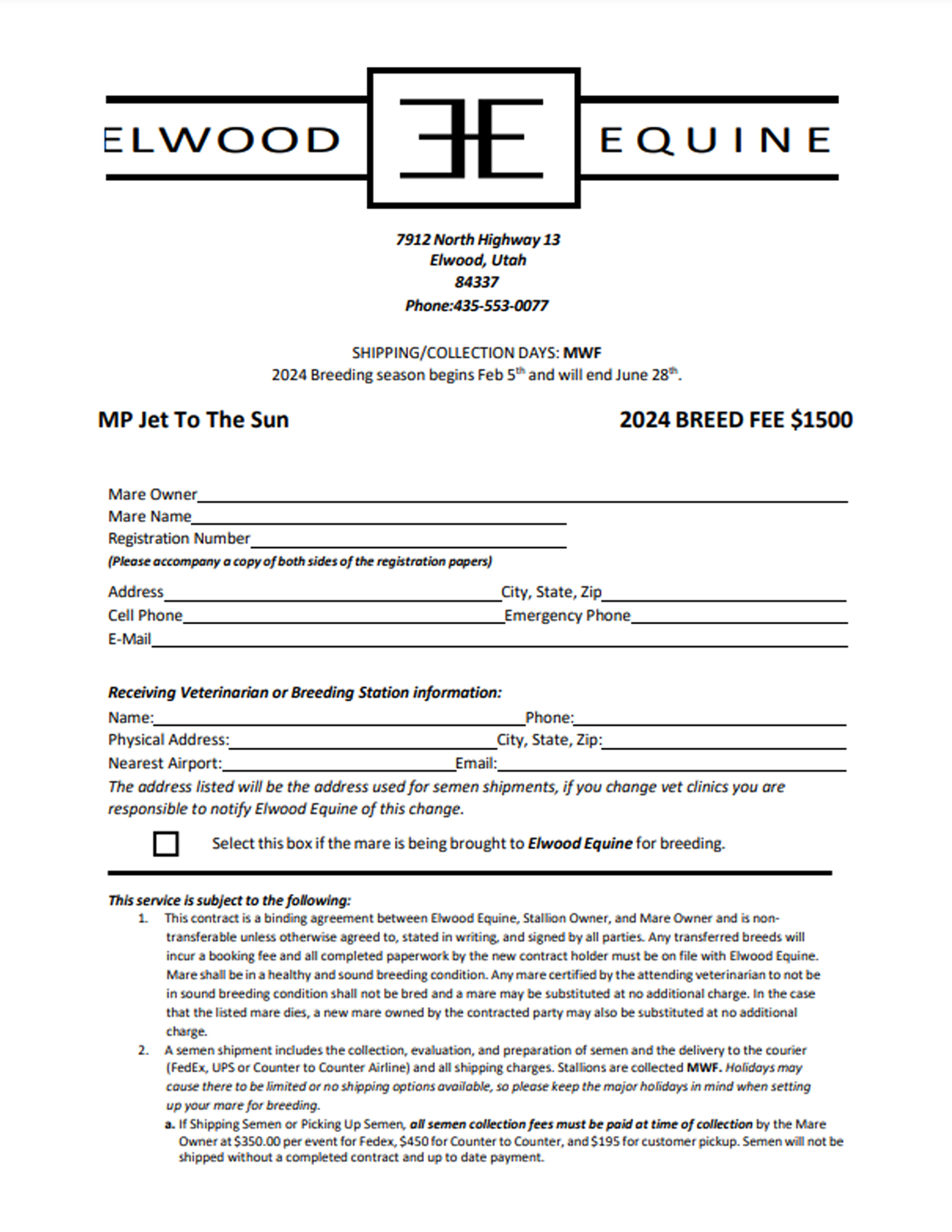 Contracts - Elwood Equine